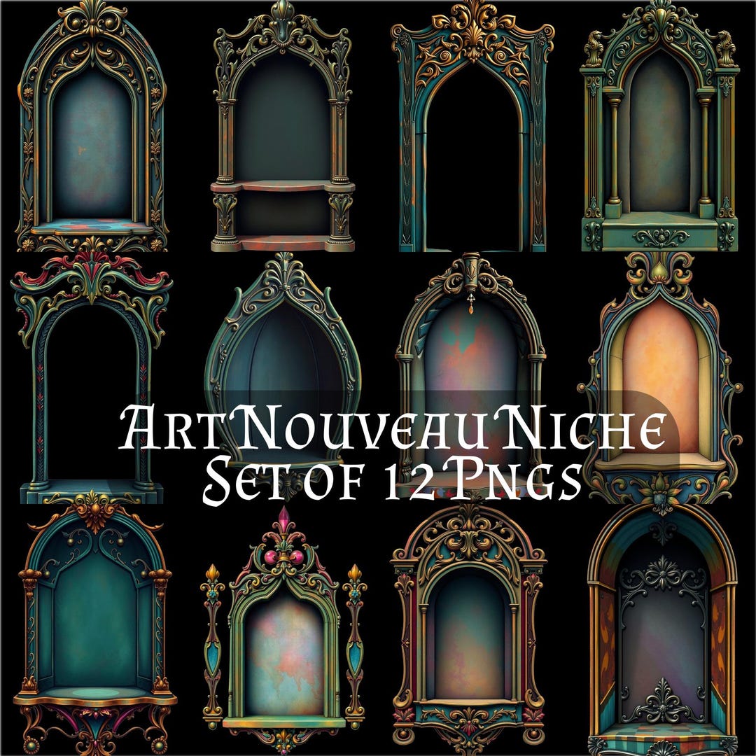 Art Nouveau Niche Clipart Digital Download Set of 12 - Etsy
