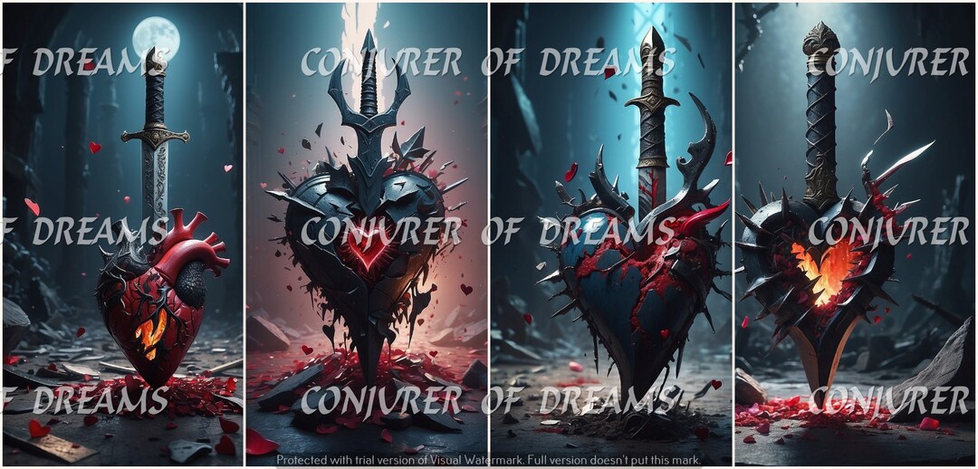 Cursed Hearts Digital Download Set of 4 - Etsy UK