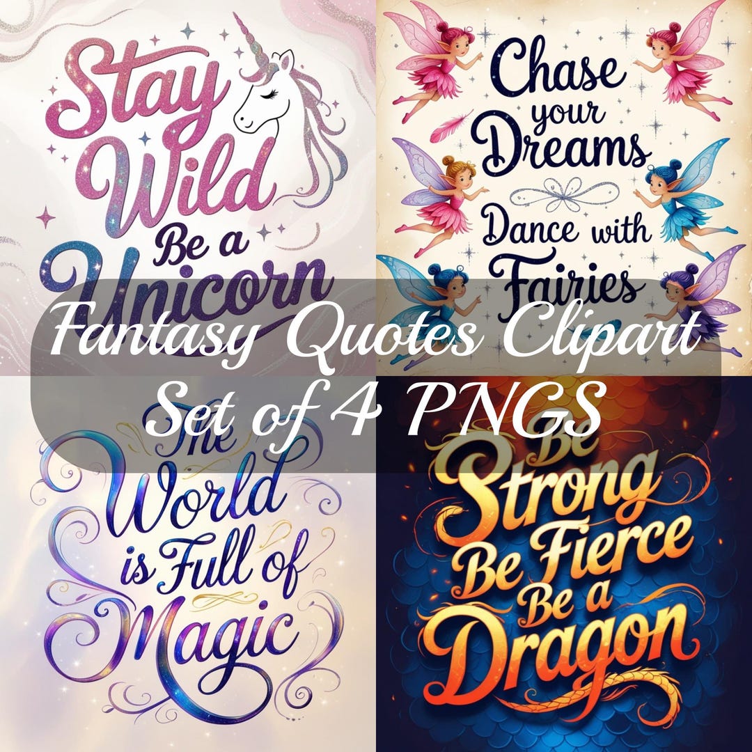Fantasy Quotes Digital Download Set of 4 Clipart PNGS - Etsy