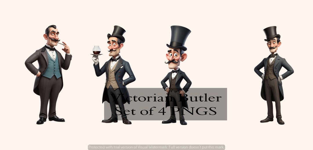 Victorian Butler Art Digital Download Set of 4 PNG Images - Etsy