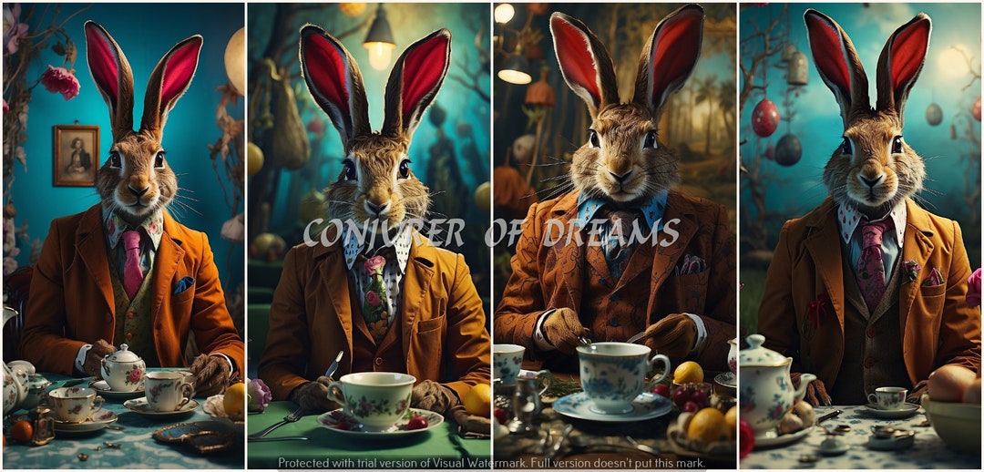 March Hare Tea AI Art Digital Download Set of 4 - Etsy