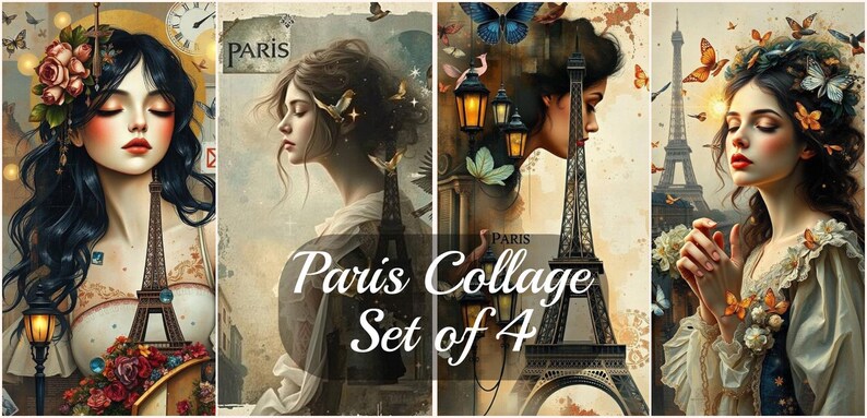 Paris Collage Digital Download Set of 4 Full Size Images - Etsy