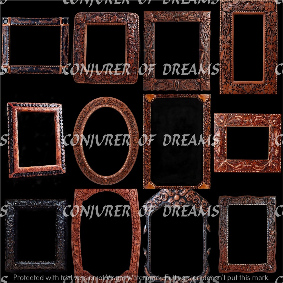 Tooled Leather Frames Set of 12 AI Art Digital Download - Etsy
