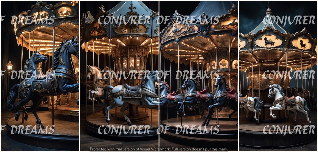 Midnight Carousel AI Art Digital Download Set of 4 - Etsy