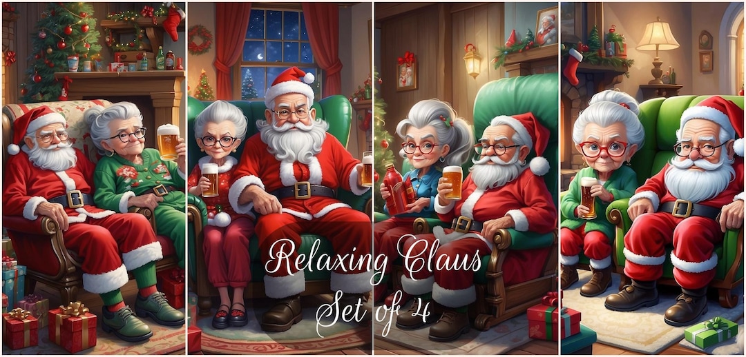 Santa Chill Digital Download Set of 4 Images - Etsy