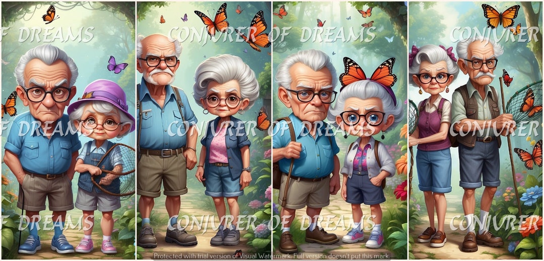 Grumpy Seniors Butterflies AI Art Digital Download Set of 4 - Etsy