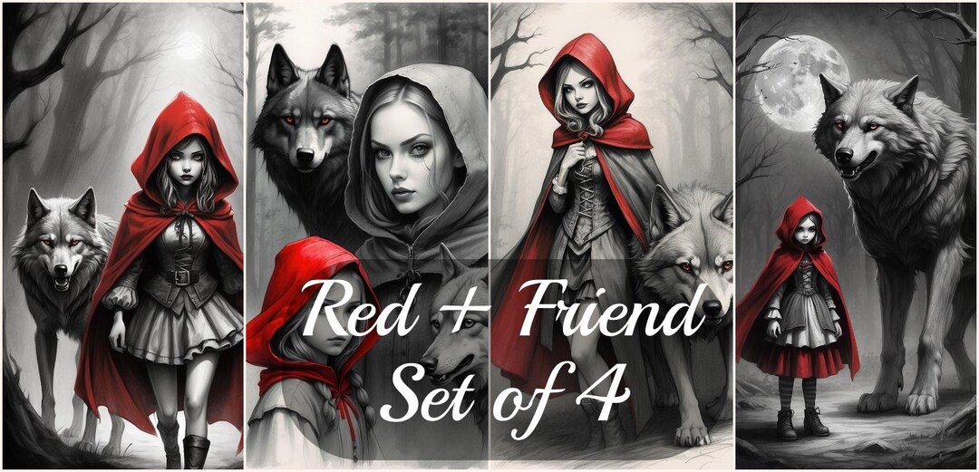 Red and Friend Digital Download Set of 4 - Etsy