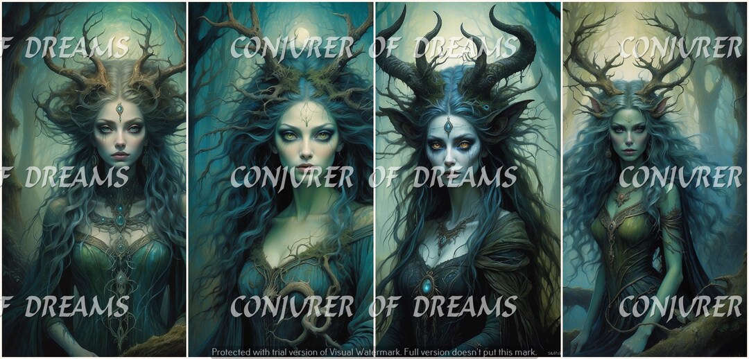 Cursed Witch Art Digital Download Set of 4 - Etsy