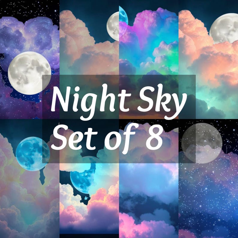 Night Sky Backgrounds Digital Download Set of 8 - Etsy