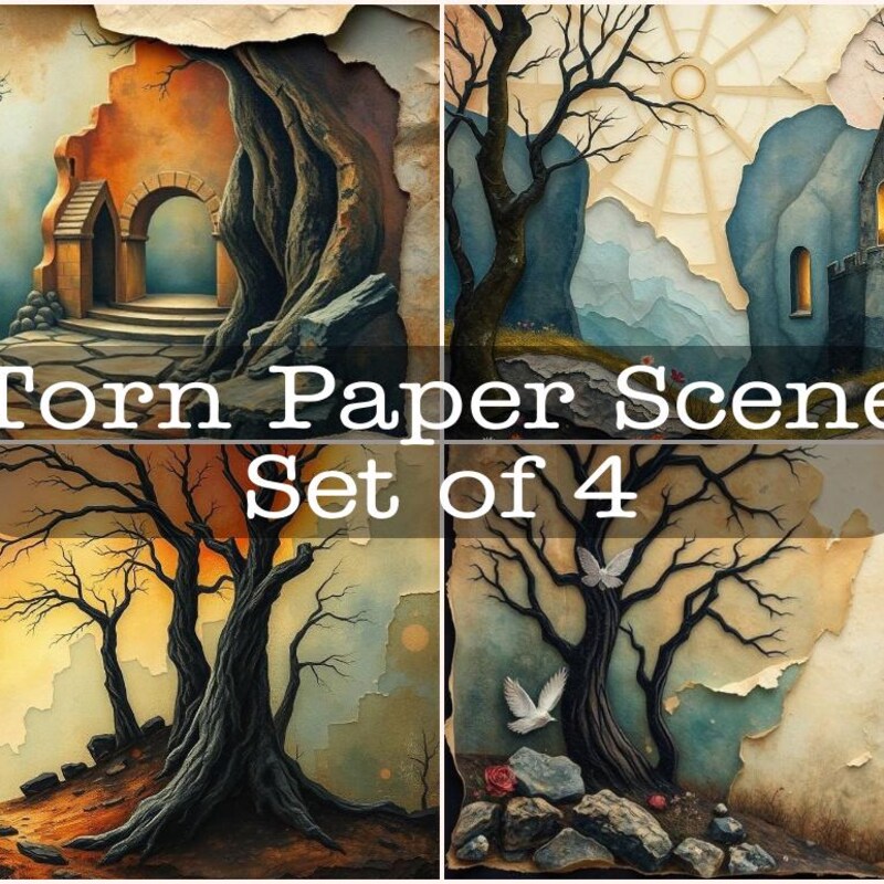 Torn Paper Landscape Art - Etsy