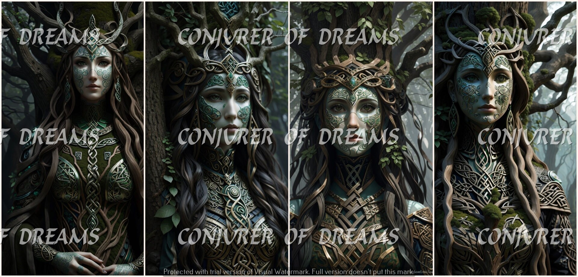 Celtic Tree Spirit Spirit AI Art Digital Download Set of 4 - Etsy UK