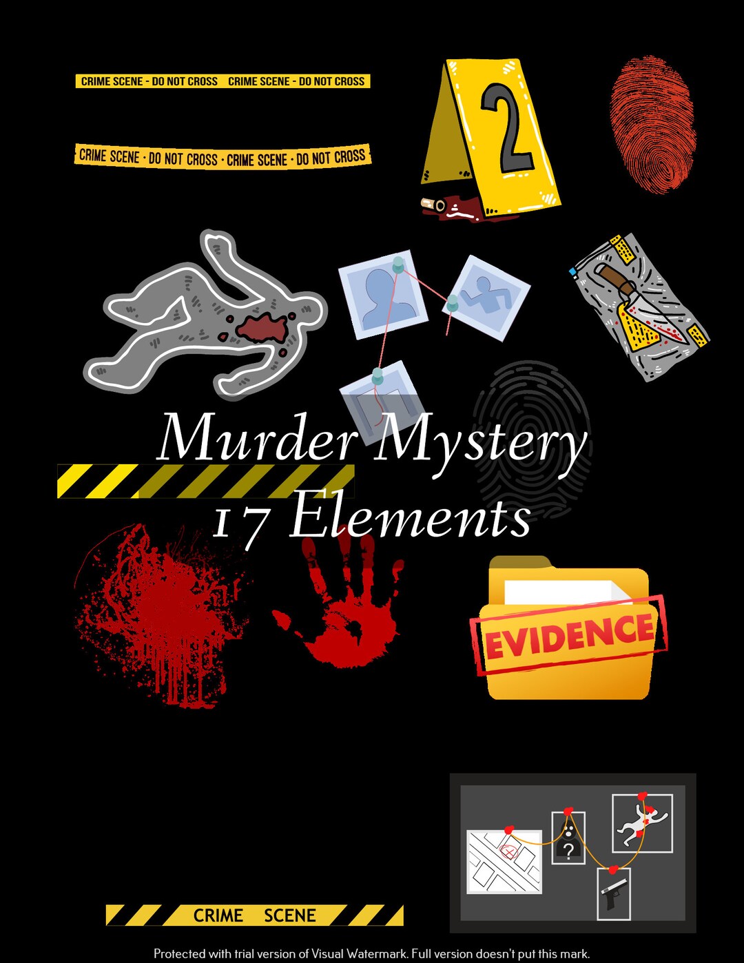 Murder Mystery Collage Sheet Digital Download- 16 PNG Images - Etsy