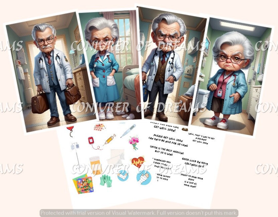 Get Well Grumpy Seniors Card Set AI + Photoshop Digitals Set of 7 - Etsy