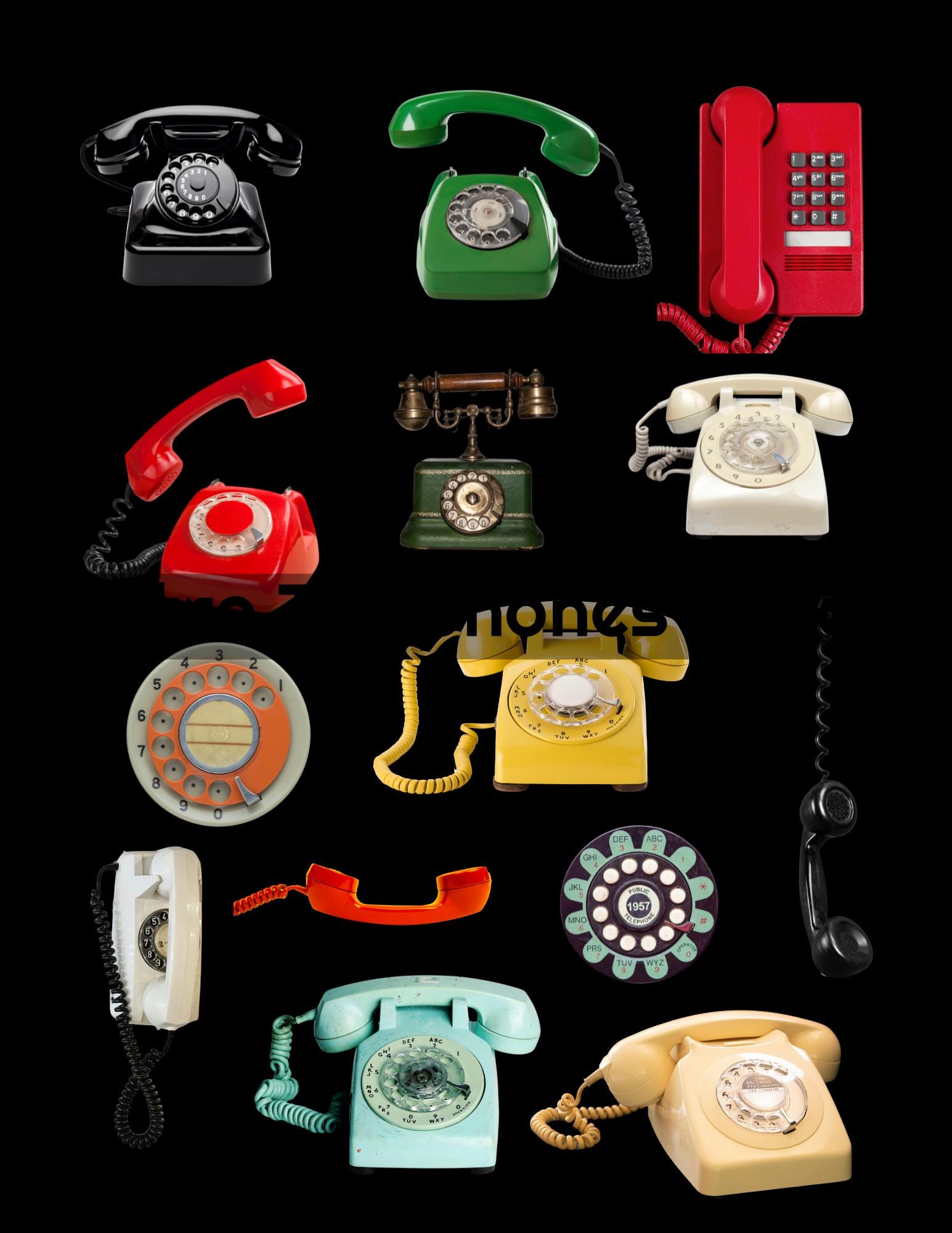 Retro Telephones Clipart Art Digital Download 1 Full Sheet With 14 ...