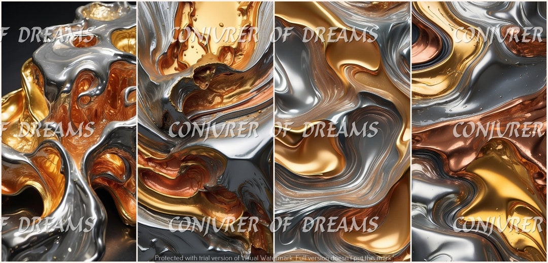 Molten Metal Background AI Art Digital Download Set of 4 - Etsy