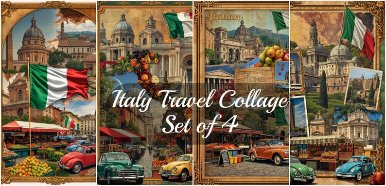 Italy Travel Collage 2 Digital Download Set of 4 - Etsy