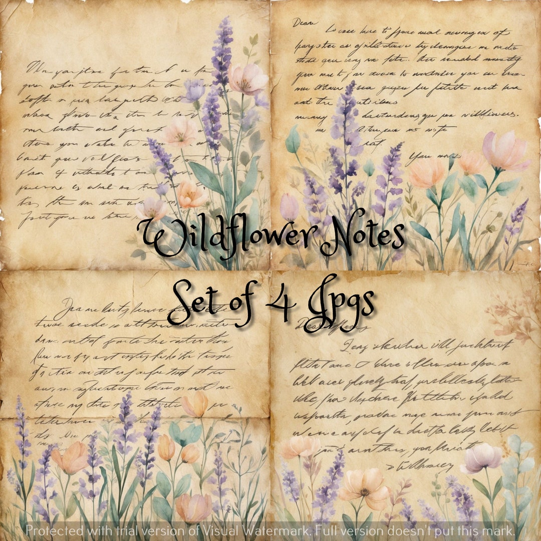 Wildflower Notes Digital Download Set of 4 - Etsy