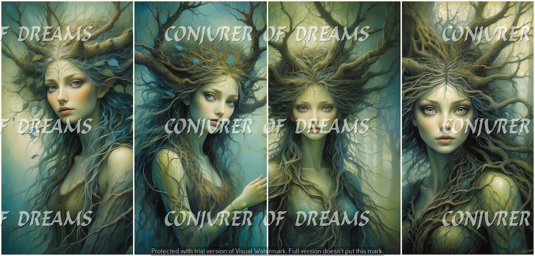 Tree Nymph Art AI Art Digital Download Set of 4 - Etsy