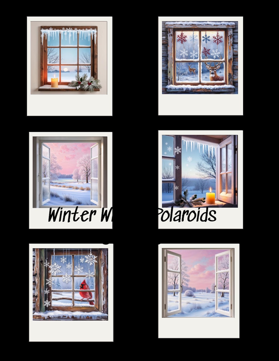 Winter Window Polaroids Digital Download 6 Images on 1 Sheet - Etsy