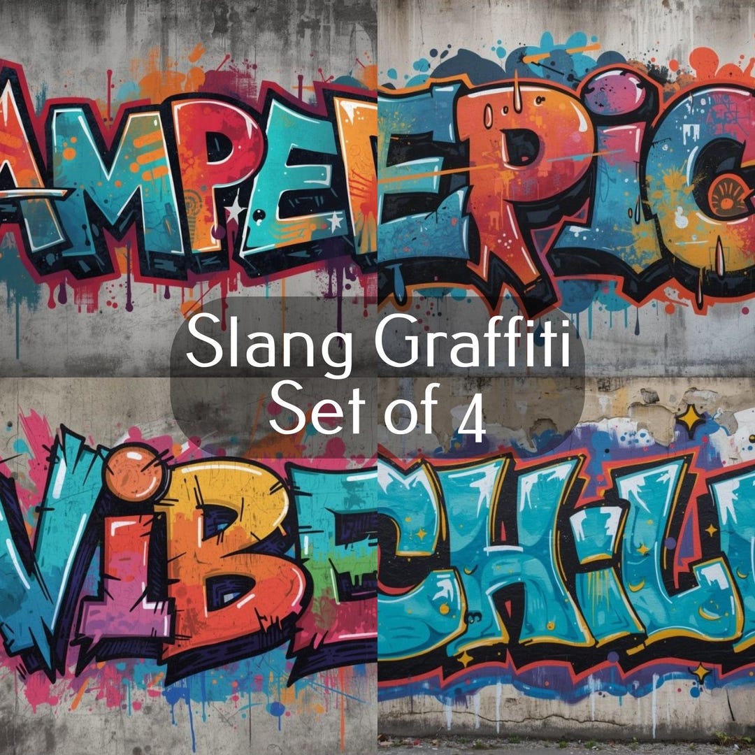 Slang Graffiti Greetings Digital Download Set of 4 - Etsy