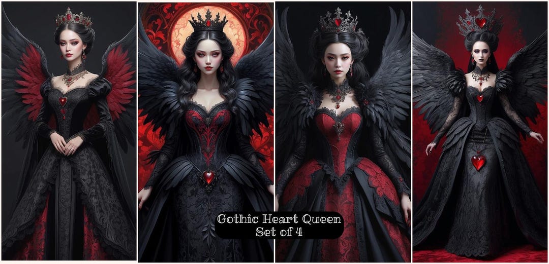 Gothic Heart Queen Digital Download Set of 4 - Etsy