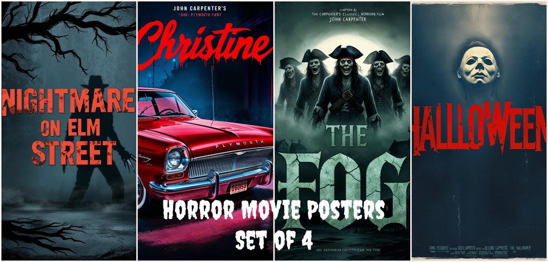 Horror Movie Posters Art Digital Download Set of 4 - Etsy
