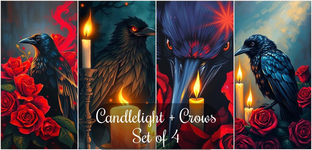 Crows Digital Download Set of 4 - Etsy