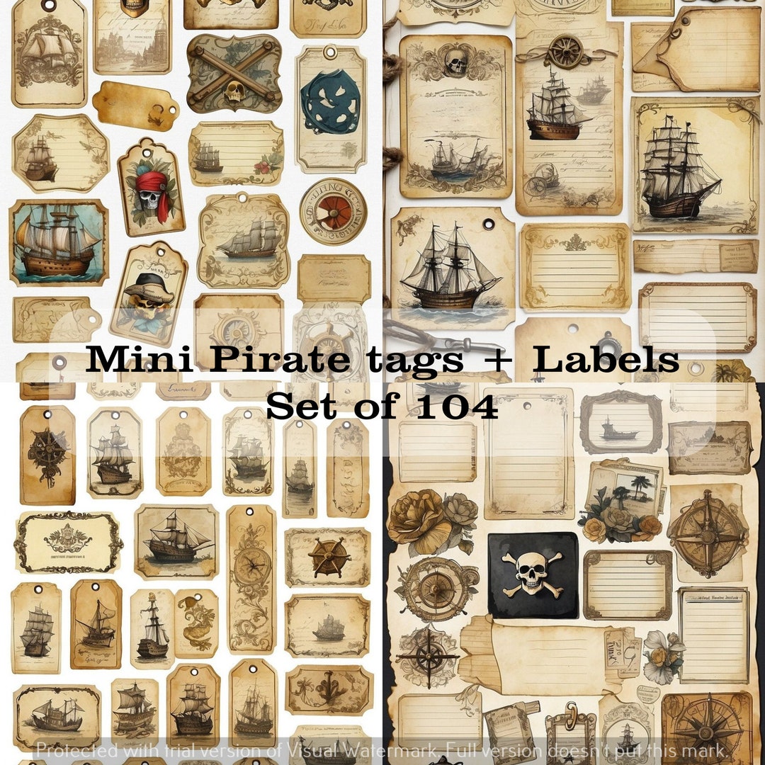 Mini Pirate Tags and Labels Set of 104 Images Digital Download - Etsy