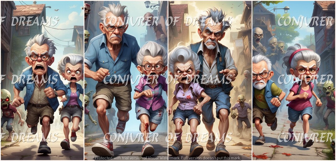 Grumpy Seniors Zombies Digital Download Set of 4 - Etsy