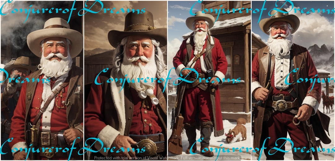 Cowboy Santa Digital Download Set of 4 - Etsy