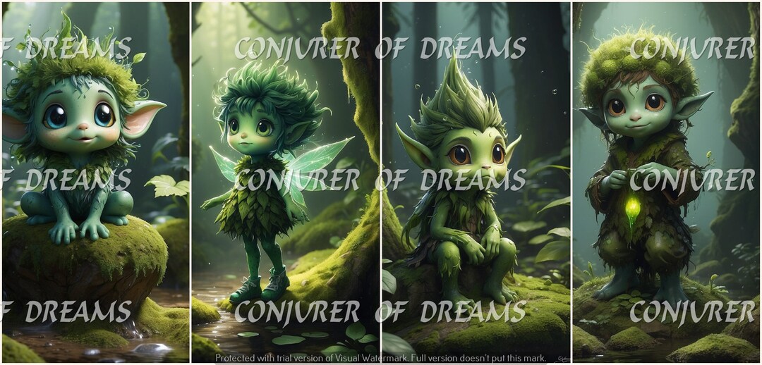 Moss Sprite AI Art Digital Download Set of 4 - Etsy