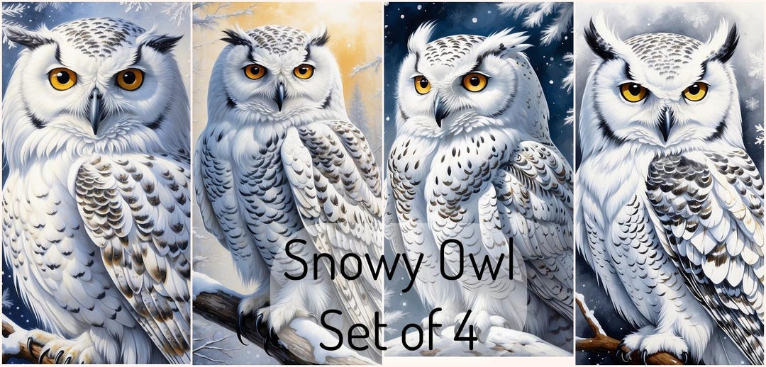 Snowy Owl Digital Download Set of 4 - Etsy