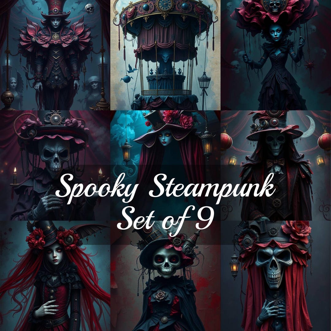 Spooky Steampunk Digital Download Set of 9 Full Page Images - Etsy