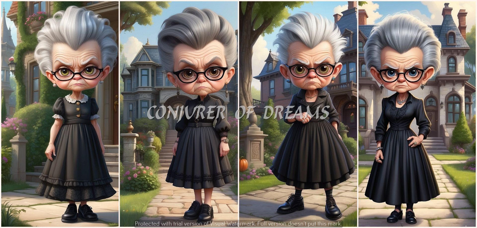 Grumpy Victorian Old Lady AI Art Digital Download Set of 4 - Etsy