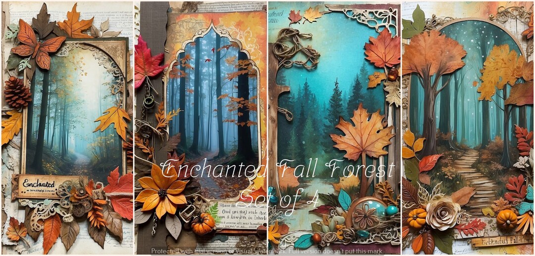 Enchanted Fall Forest Art Digital Download Set of 4 - Etsy