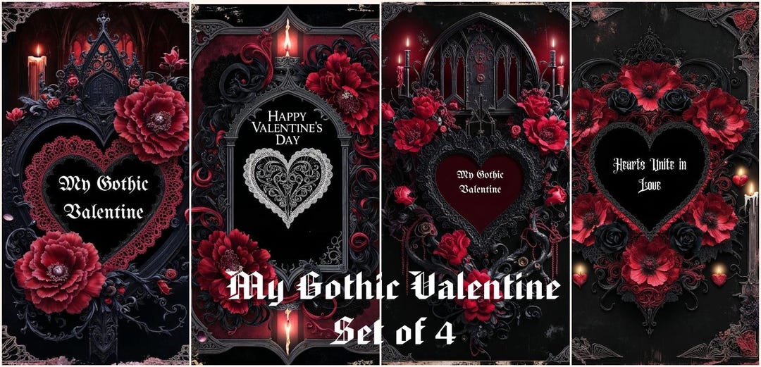 My Gothic Valentine Digital Download Set of 4 - Etsy