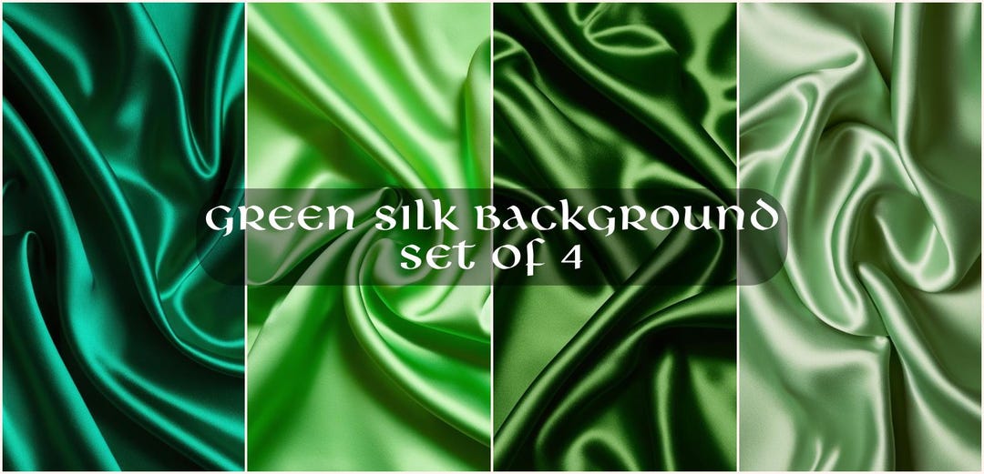 Green Silk Background Digital Download Set of 4 - Etsy