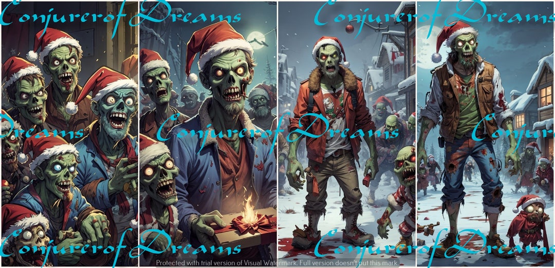 Christmas Zombies Digital Download Set of 4 - Etsy