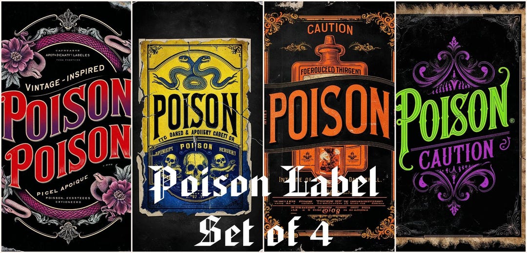 Poison Labels Art Digital Download Set of 4 - Etsy