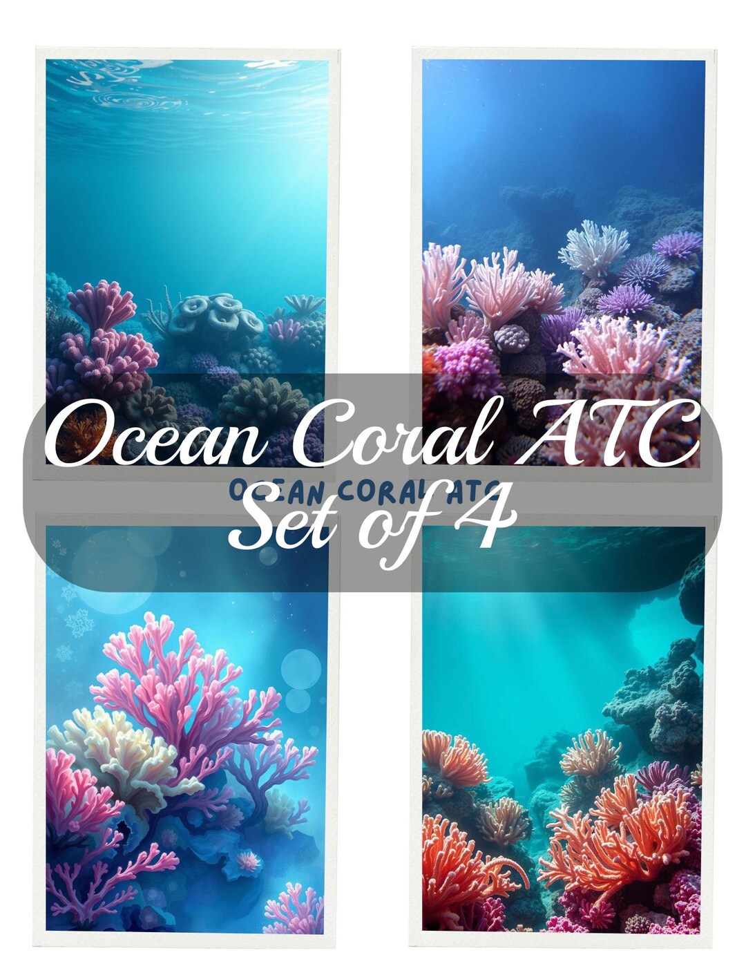 Ocean Coral ATC or Card Fronts Digital Download Set of 4 - Etsy
