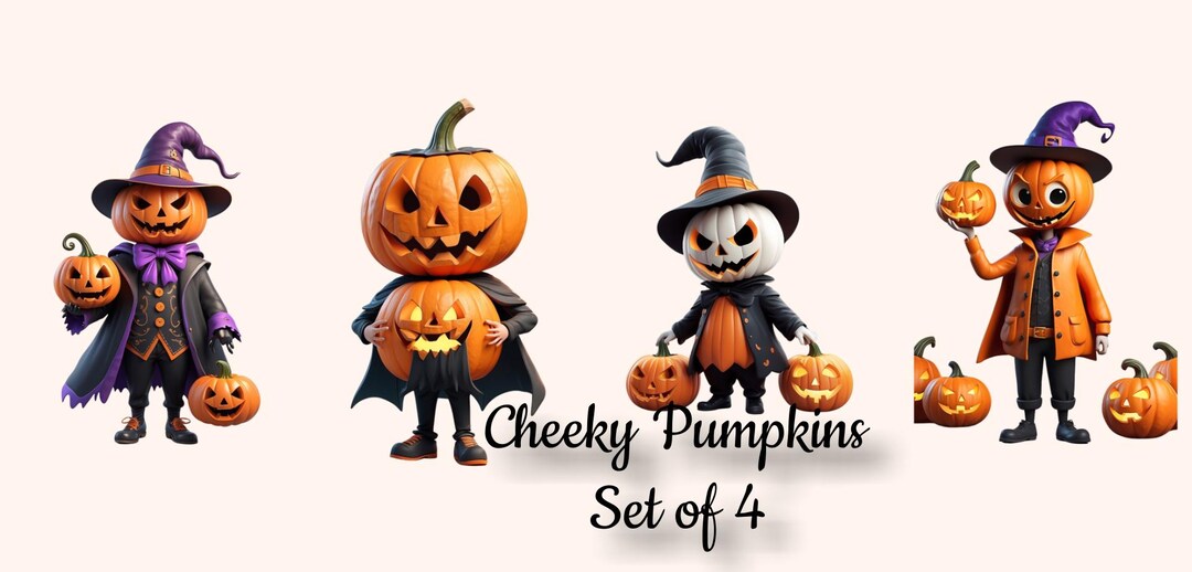 Cheeky Pumpkins Art Digital Download Set of 4 PNGS - Etsy