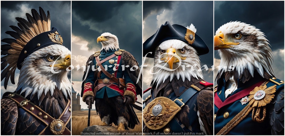 General Eagle Eye AI Art Digital Download Set of 4 - Etsy