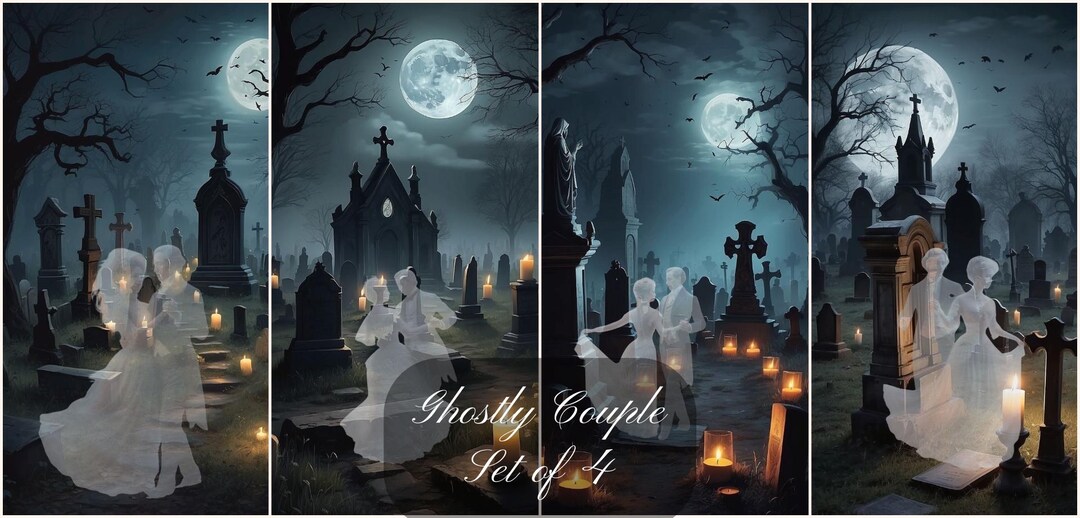 Ghostly Couple Digital Download Set of 4 - Etsy