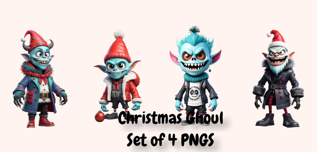 Christmas Ghoul Collage Digital Download Set of 4 - Etsy Australia