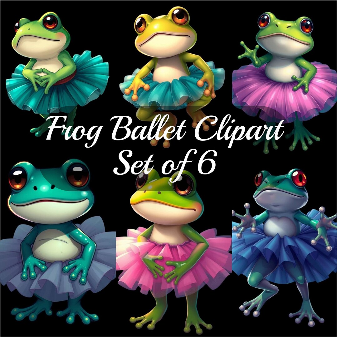 Frog Ballerina Clipart Digital Download Set of 6 PNGS - Etsy