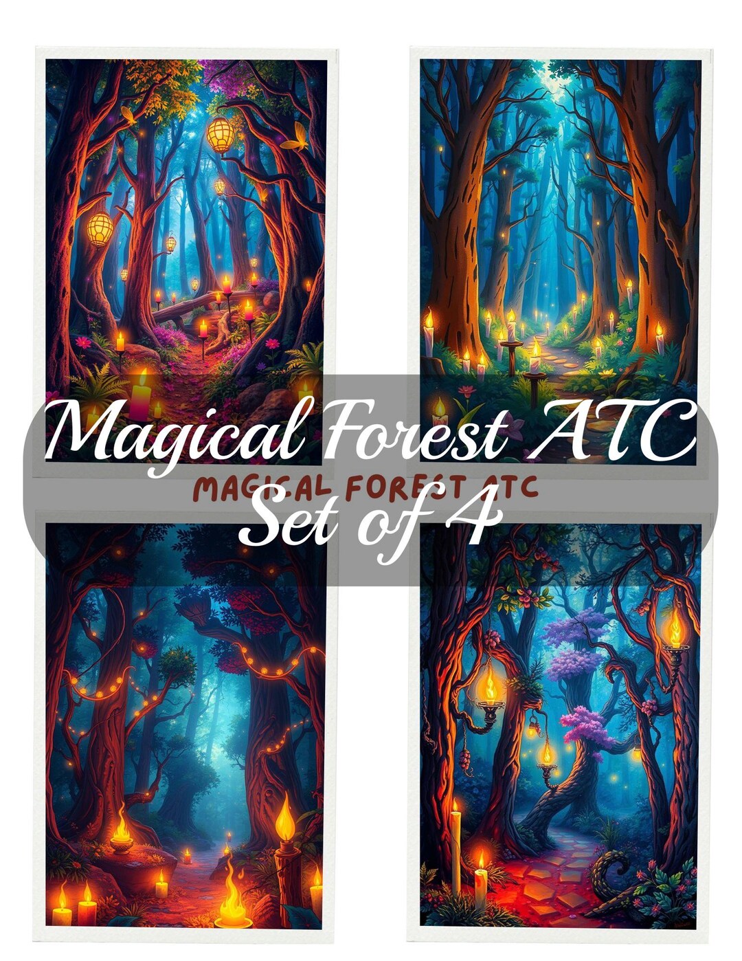 Magical Forest ATC or Card Fronts Digital Download Set of 4 - Etsy