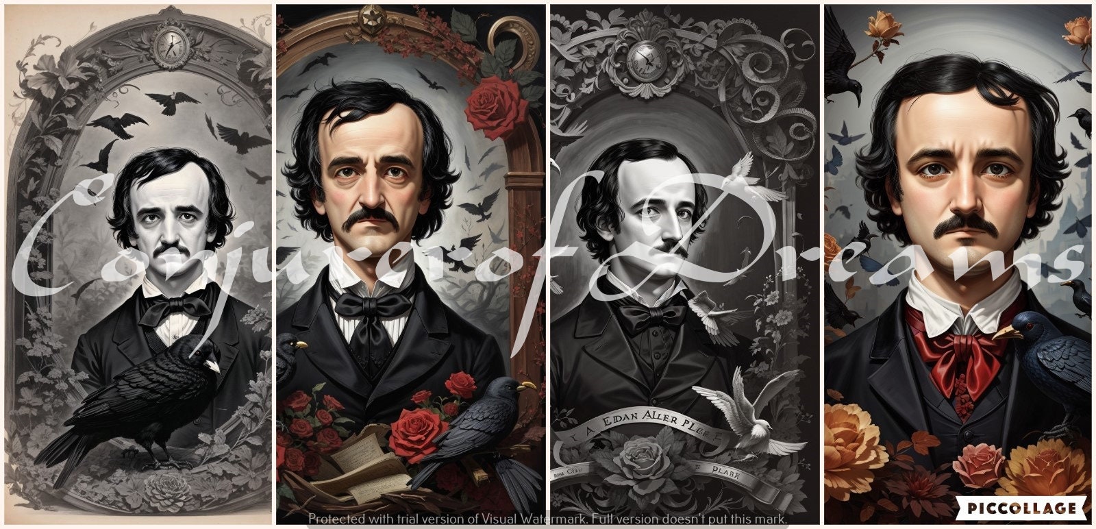 Poe Portraits AI Art Digital Download Set of 4 - Etsy