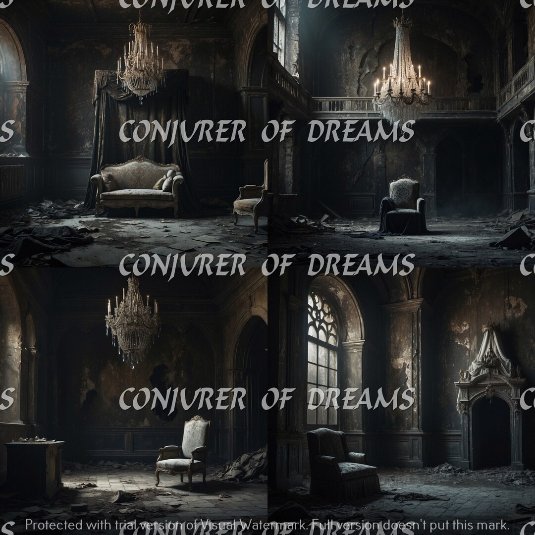 Abandoned Gothic Castle Room AI Art Digital Download Set of 4 - Etsy