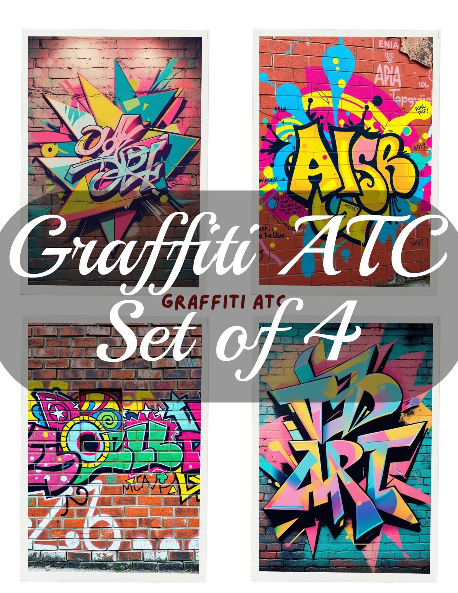 Graffiti ATC or Card Fronts Digital Download Set of 4 - Etsy