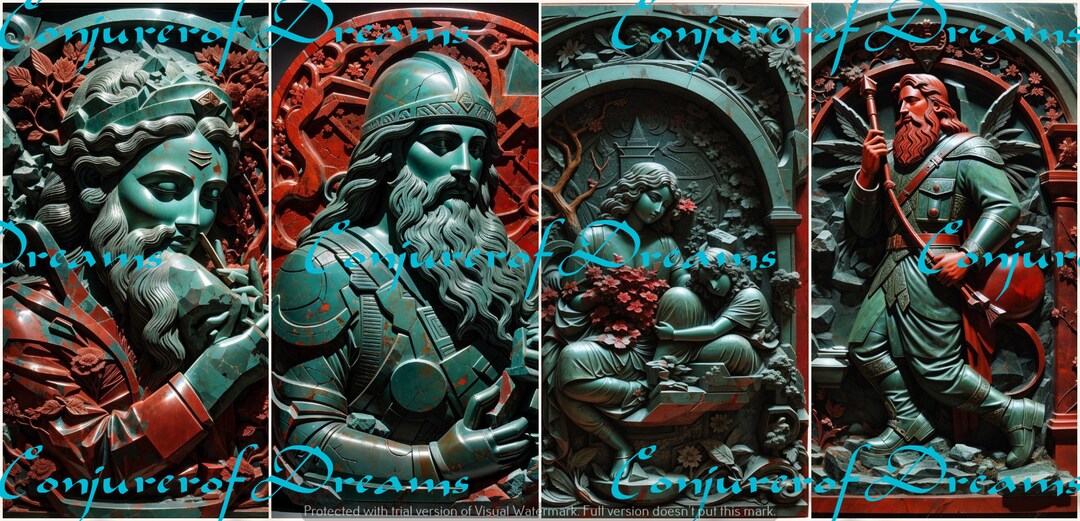 Bloodstone Bas Relief Windows AI Art Digital Download Set of 4 - Etsy